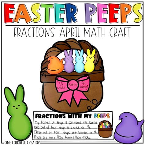 April Math Craft Easter Peep Partition Fraction Math Craft Easter