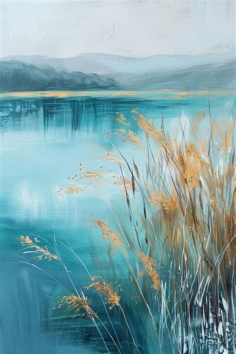 Tranquil Lake Scene With Golden Reeds Reflection Nature Concept Stock Image Image Of