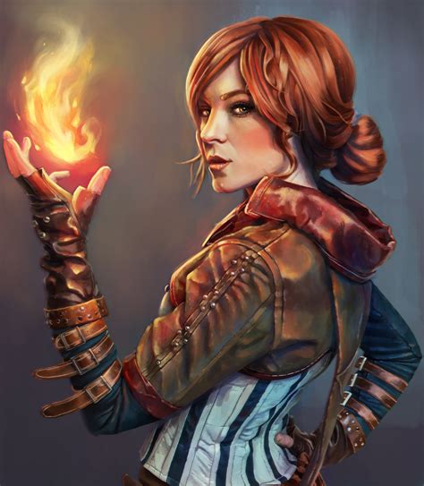 Picture The Witcher Magic Redhead Girl Triss Female Fantasy Fire