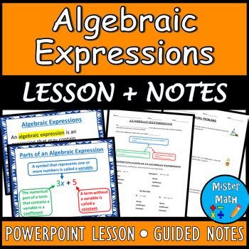 Algebraic Expressions PPT Guided Notes BUNDLE By Mister Math TPT