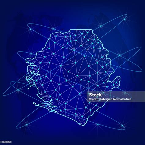 글로벌 물류 네트워크 개념 통신 네트워크지도 세계 배경에 시에라리온 다각형 스타일의 노드와 시에라리온 공화국을 매핑합니다 Eps10 0명에 대한 스톡 벡터 아트 및 기타