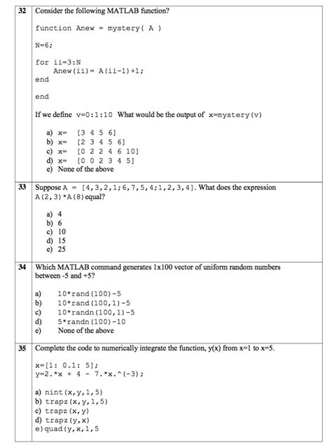Solved Matlab 11 Suppose That A 110 Which One Of These