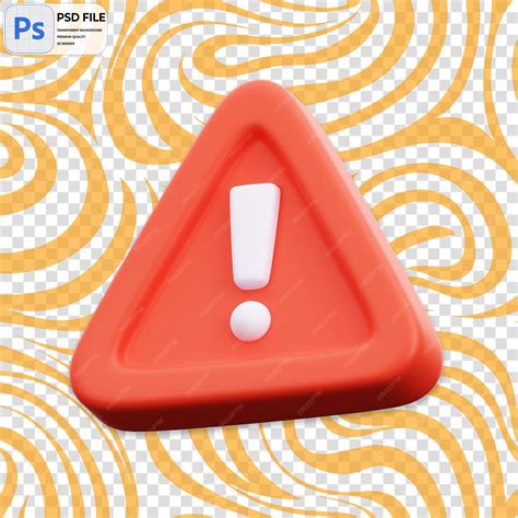 premium psd 3d warning render icon isolated png illustration psd template