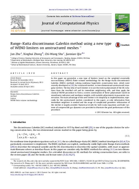 Pdf Rungekutta Discontinuous Galerkin Method Using A New Type Of