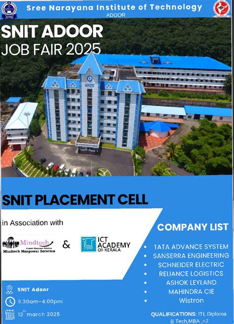 Snit Adoor Job Fair 2025 Sree Narayana Institute Of Technology