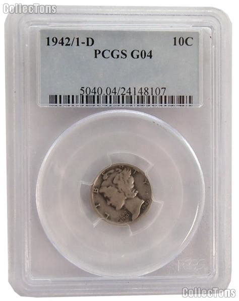 1942 1 D Mercury Silver Dime 42 Over 41 In Pcgs G 04