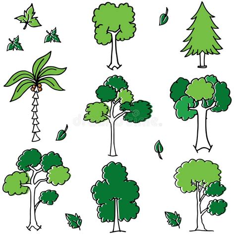 Doodle Of Tree Set Collection Stock Vector Illustration Of Doodle Shrub 78598054