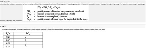 Need Help With Equation Part I Oxygenation By Jamie Po Fo P Ph2o Po Fo Pb Ph2o
