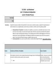 CIS Lab And Rtf CIS Lab Worksheet Lab Hardware Configuration Lab The