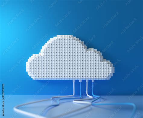 Cloud Computing Service Cloud Data Storage Technology Hosting Concept Pixel Art Box Connection