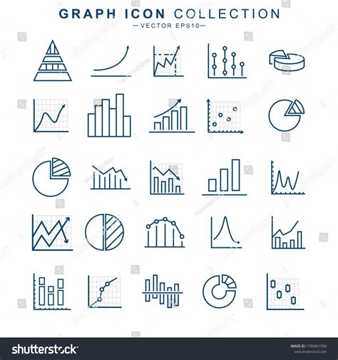 Graph Line Set Icon Charts Diagram Stock Vector Royalty Free