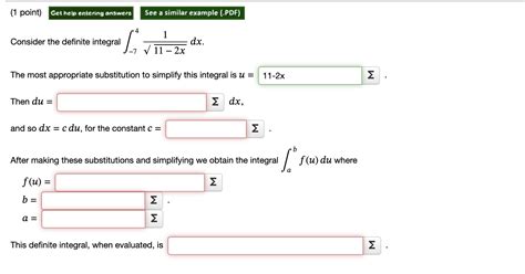 Consider The Definite Integral Dx 7 V 11 2x The Most Course Hero