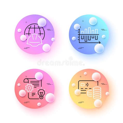 Card Diagram Chart And Cogwheel Minimal Line Icons For Web