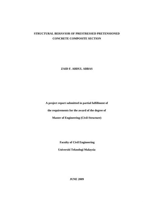 Pdf Structural Behavior Of Prestressed …eprints Utm My Id Eprint 11146 1