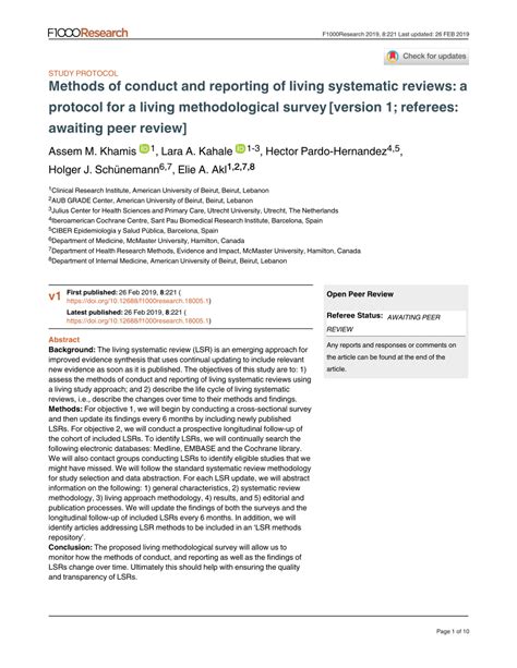 Pdf Methods Of Conduct And Reporting Of Living Systematic Reviews A Protocol For A Living