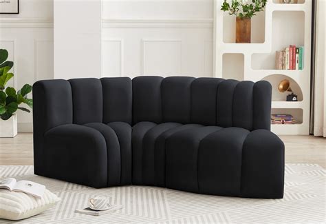 Arc 3 Piece Modular Sofa In Black Velvet By Meridian 1stopbedrooms