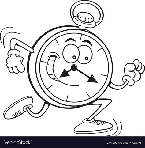 Cartoon Running Clock Royalty Free Vector Image VectorStock