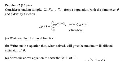 Solved Problem Pts Consider A Random Sample X X Chegg