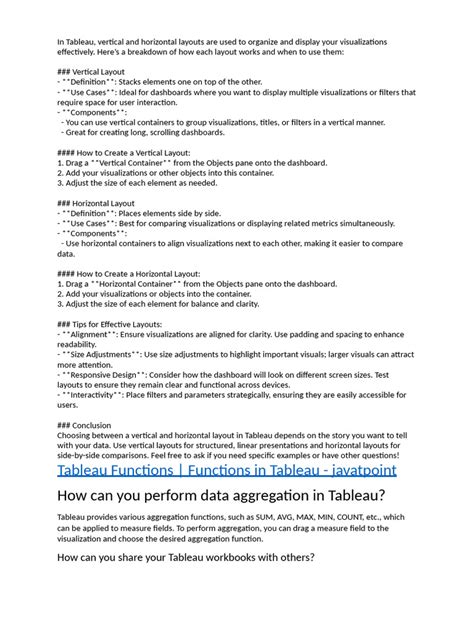 Tableau Functions Pdf