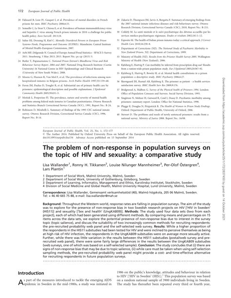 Pdf The Problem Of Non Response In Population Surveys On The Topic Of Hiv And Sexuality A