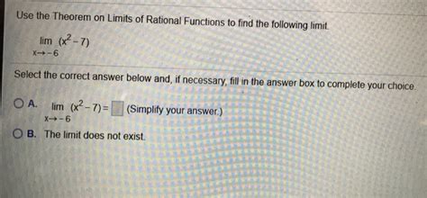 solved use the theorem on limits of rational functions to