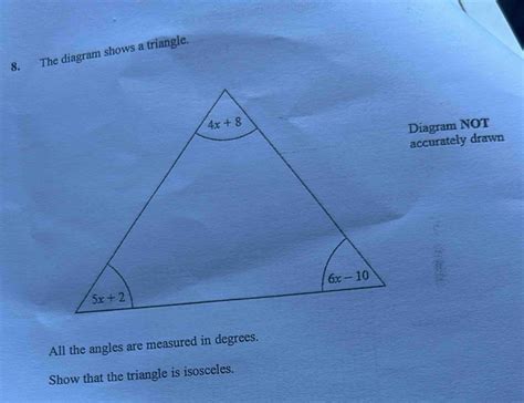 Solved The Diagram Shows A Triangle Diagram Not Accurately Drawn All