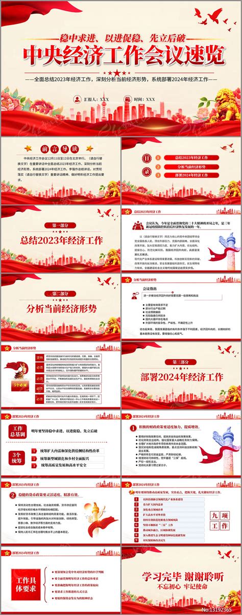 2024中央经济工作会议学习党建ppt下载红动中国