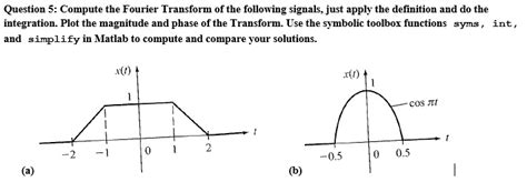 Solved Question 5 Compute The Fourier Transform Of The Following Signals Just Apply The