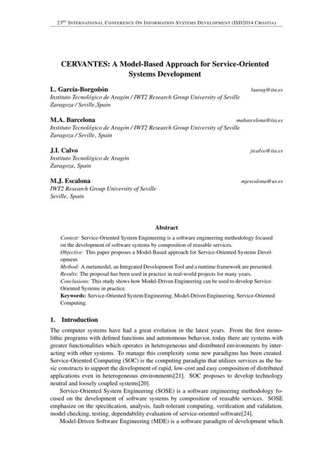Pdf Cervantes A Model Based Approach For Service Oriented Systems