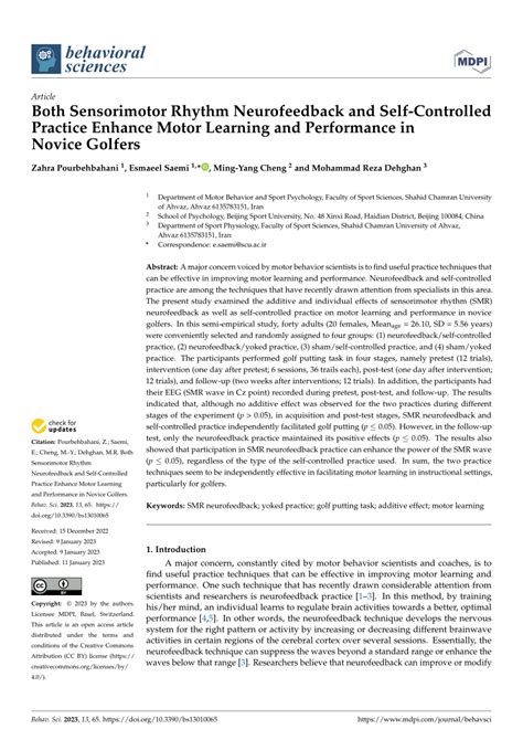 Pdf Both Sensorimotor Rhythm Neurofeedback And Self Controlled Practice Enhance Motor Learning