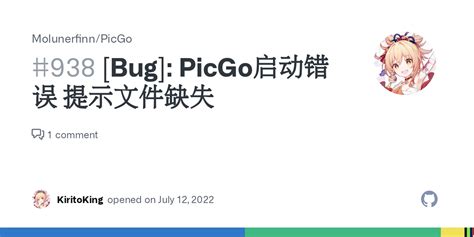 Bug PicGo启动错误 提示文件缺失 Issue Molunerfinn PicGo GitHub