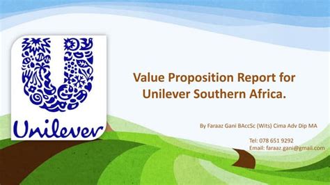 Extract Of Unilever Value Proposition Report Pdf