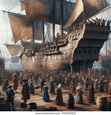 1700s People Arriving On Port Medieval Ai Generated Image 2434529245