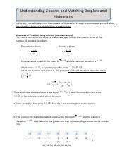 Understanding Z Scores And Matching Boxplots And Histograms Pdf Understanding Z Scores And