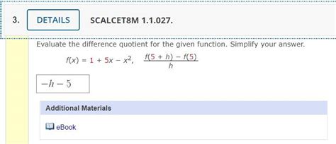 solved evaluate the difference quotient for the given