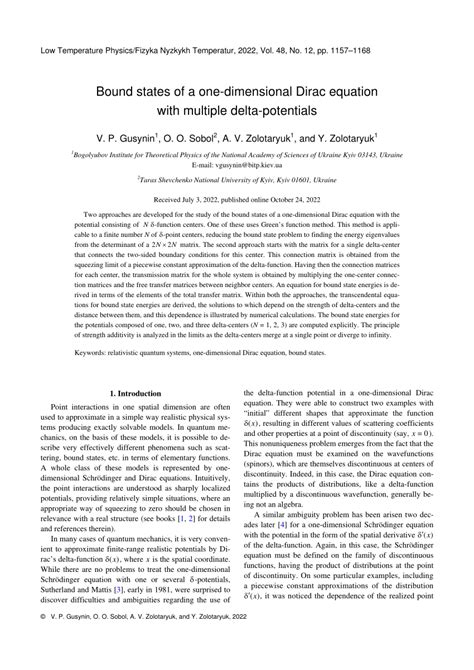 Pdf Bound States Of A One Dimensional Dirac Equation With Multiple