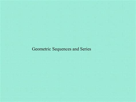 Geometric Sequence And Series Pdf