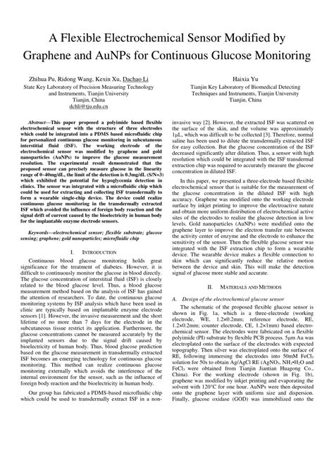 Pdf A Flexible Electrochemical Sensor Modified By Graphene And Aunps