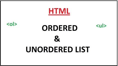 How To Create Ordered And Unordered List In Html Web Page Youtube
