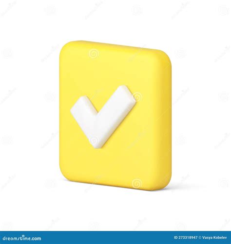 Checkmark Checkbox Check Mark Done Accept Yellow Button Isometric 3d Icon Realistic Vector Stock