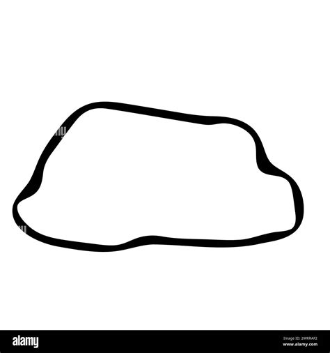 Bhutan Country Simplified Map Black Ink Smooth Outline Contour On