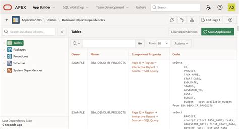 Viewing Database Object Dependencies