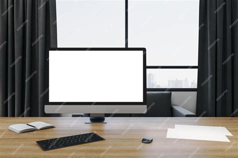 Premium Photo Modern Designer Desktop With Empty Computer Screen