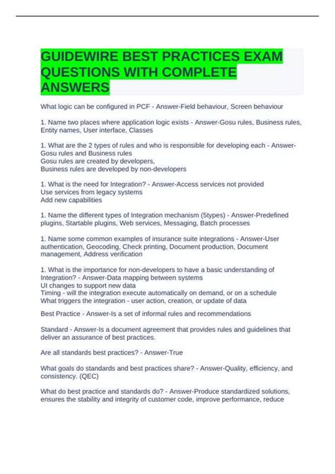 Guidewire Best Practices Exam Questions With Complete Answers Wire Stuvia Us