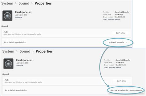 how to define the default audio and default for communications device in windows rainbow help