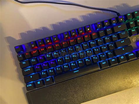 The Gaming Keyboard Shines With Multi Colored Keys Editorial Photo Image Of Backlit