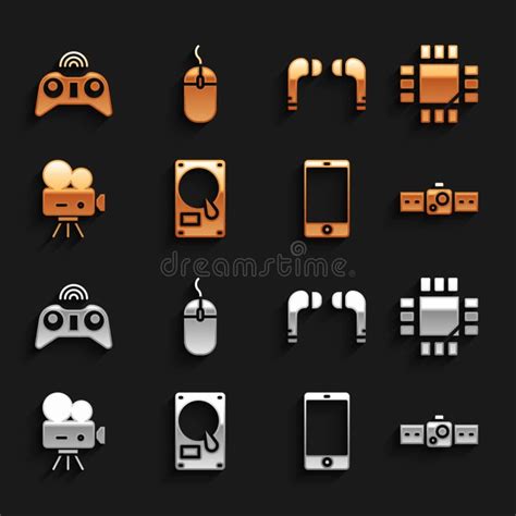 Set Hard Disk Drive HDD Processor With Microcircuits CPU Smartwatch Smartphone Mobile Phone