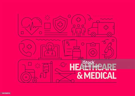 헬스케어 및 의료 관련 벡터 배너 디자인 컨셉 아이콘이 있는 모던 라인 스타일 수술실에 대한 스톡 벡터 아트 및 기타 이미지
