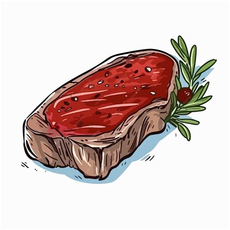 Premium Vector Hand Drawn Cartoon Steak On A White Background Hand