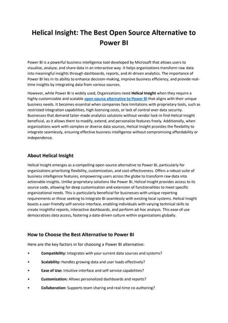 Helical Insight The Best Open Source Alternative To Power Bipdf